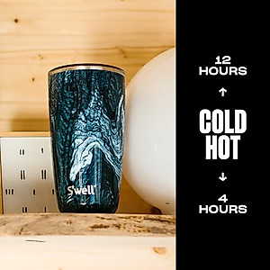 S'well Stainless Steel Tumbler with Slide-Open Lid, 18oz, Azurite Marble, Triple Layered Vacuum Insulated Containers Keeps Drinks Cold for 12 Hours and Hot for 4, BPA Free