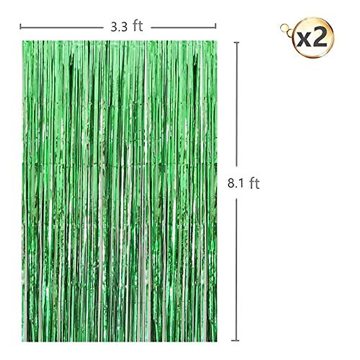 Green Tinsel Foil Fringe Curtain Party Backdrop Decorations for Christmas Graduation Birthday Wedding Engagement Bridal Baby Shower Bachelorette Holiday Celebration, Green Photo Booth Props - 2 Packs