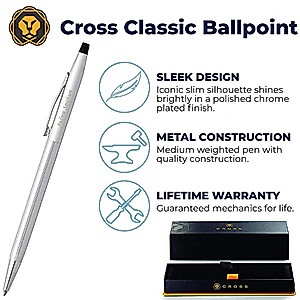 Dayspring Pens Personalized Cross Pen | Engraved Cross Classic Century Pen Lustrous Chrome Ballpoint Gift Pen, Custom Engraving Executive Gift Pen.