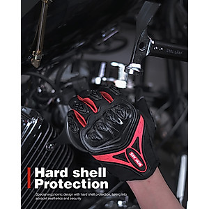 IRON JIA'S Motorcycle Gloves Full Finger Durable for Road Racing Bike Summer Spring Powersports Support Touch Screen red-L