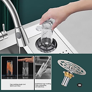 Professional Bar Glass Rinser Faucet Head Stainless Steel Automatic Cup Washer Cleaner Accessory for Bar Hotel Cafe Restaurant Kitchen Sink Accessories