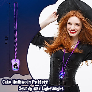 Henoyso 12 Pcs Light up Halloween Shot Glass on Beaded Necklace Plastic LED Shot Glasses Shot Cups Glow in the Dark Halloween Shot Glass Necklaces for Halloween Party Favors Decorations Supplies