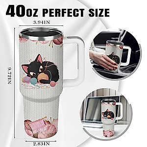 I Crochet So I Don't Choke People Save a Life Send Yarn, 40oz Cat Themed Tumbler with Handle, Birthday Gifts for Crochet Lovers, Christmas Gifts, Funny