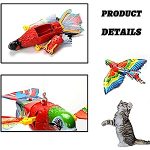2 Pack Electronic Simulation Flying Bird Toy for Cats, with Light, Bird Interactive Cat Toy for Indoor Cats, Automatic Hanging Eagle Flying Bird Funny Cat Toy (2 Pack, Parrot & Eagle)