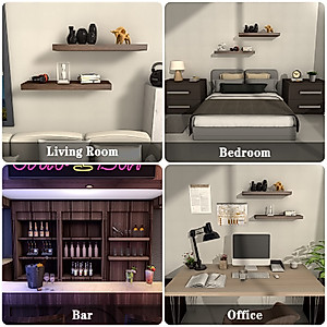 FALANZATH Floating Shelves Wood Set of 2, 30 inch Wood Floating Shelves, Rustic Wall Mounted Storage Shelves for Bedroom, Living Room, Bathroom, Kitchen, Office, Farmhouse (Walnut)