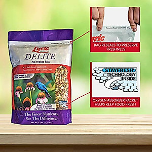 Lyric Delite Wild Bird Seed - No Waste Bird Food Mix with Shell-Free Nuts & Seeds - Attracts Buntings, Chickadees & Finches - 5 lb bag