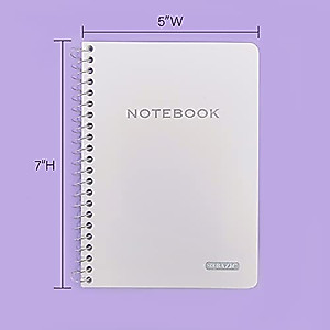 BAZIC Composition Book 100 Sheet 5" x 7" Poly Cover Spiral Notebook, Writing Journal College Ruled Notebooks, Assorted Color, 6-Pack