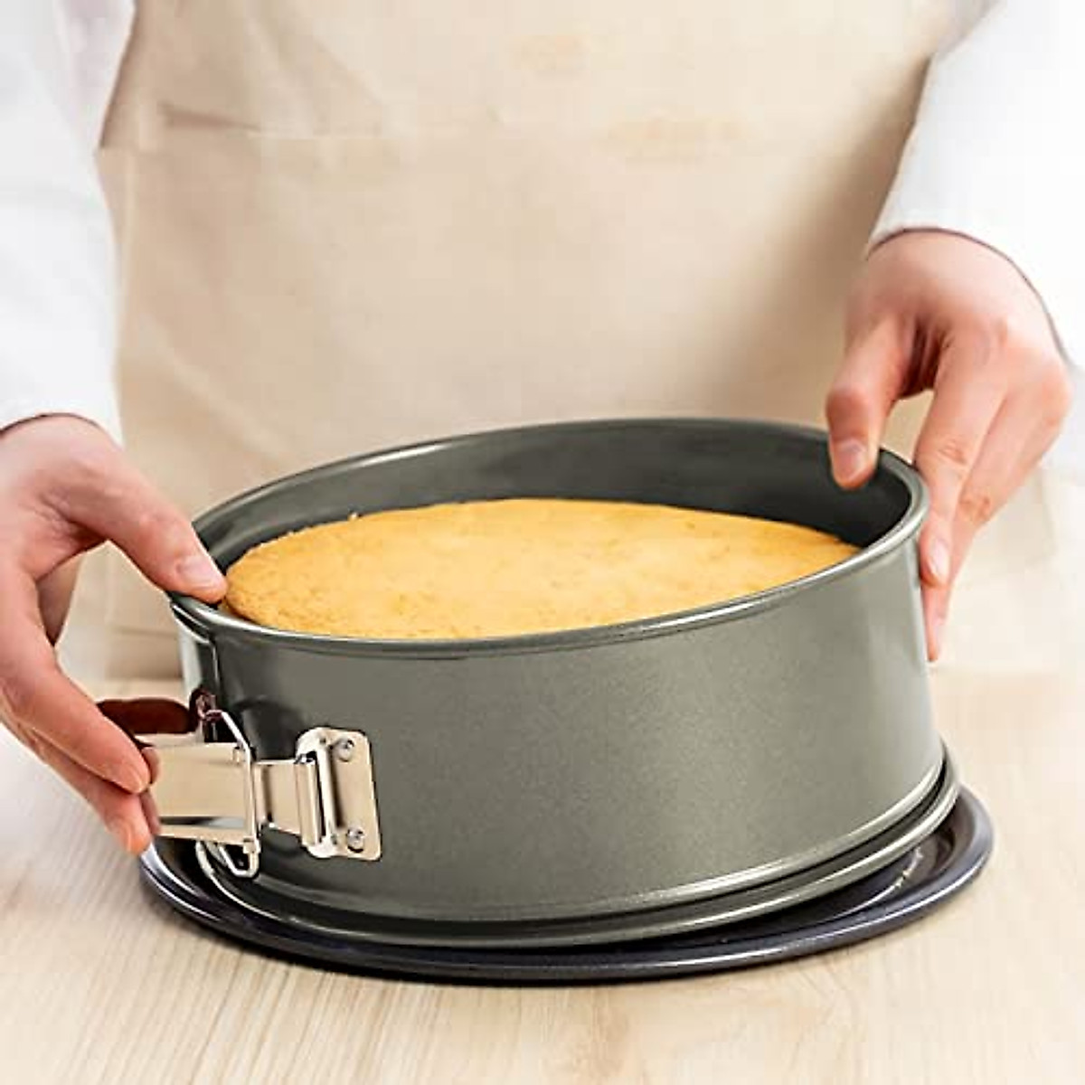 Sihuuu 8.5 Inch Cheesecake Pan, Springform Pan Set, Nonstick Leakproof Springform Pan for Mini Cheesecakes, Pizzas, Quiches(Gray+Black)
