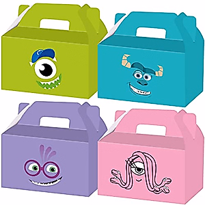 Monster Inc Treat Boxes Little Monster Candy Boxes Cardboard Present Boxes 16 Pcs 4 Style for Monster Inc Birthday Party Decorations