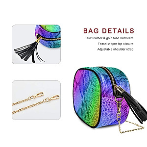 ALAZA Women's Snake Skin Rainbow Color PU Leather Crossbody Bag Shoulder Purse with Tassel