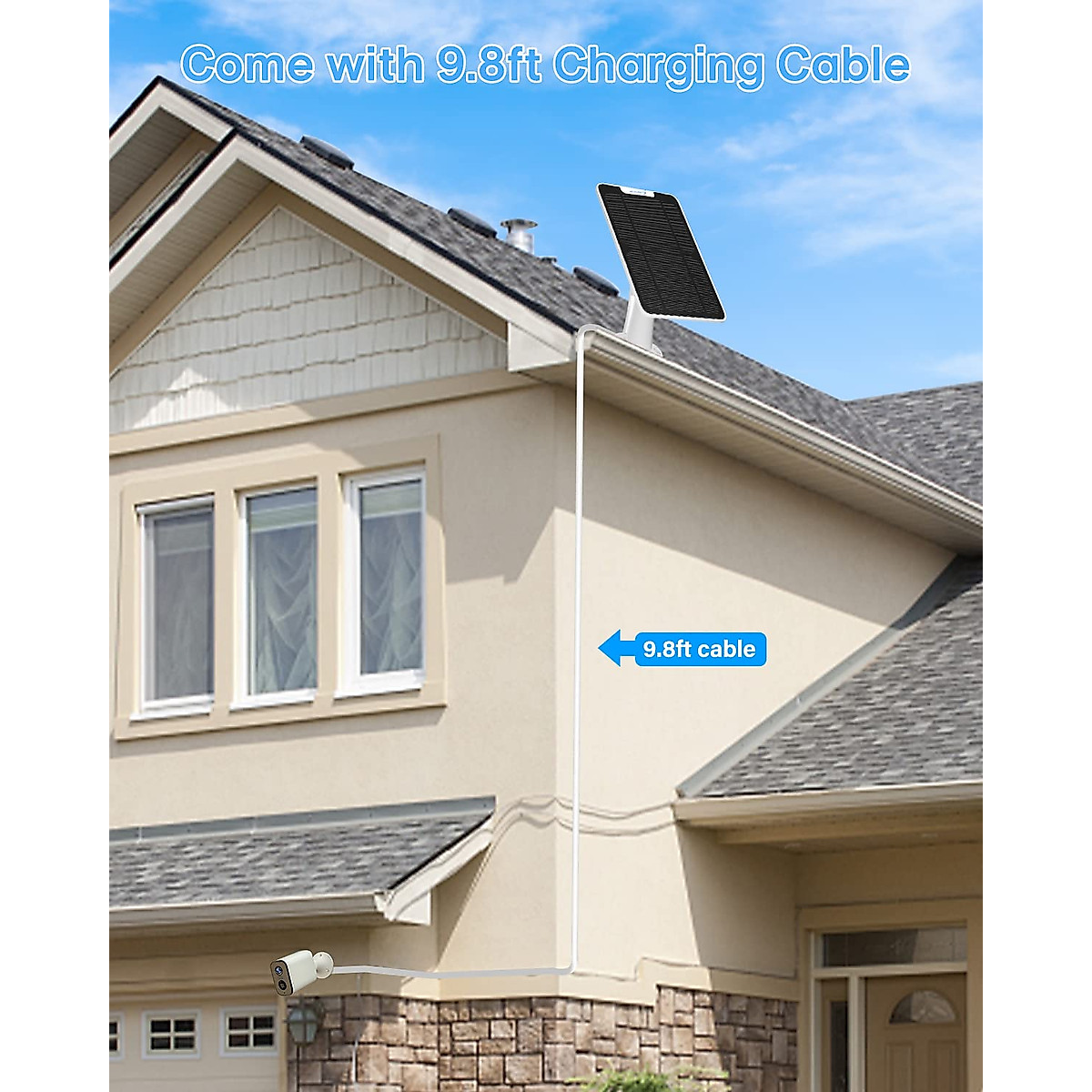 6W Solar Panel Charger Compatible with Arlo Ultra/Ultra 2/Pro 3/Pro 4/Pro 3 Floodlight Security Camera, Solar Panels Charging IP65 Weatherproof w/ 9.8ft Charging Cable Adjustable Wall Mount, 2 Pack