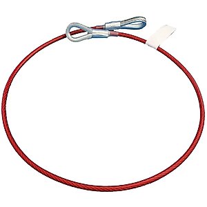 Peakworks OSHA Compliant, Fall Protection 3 ft. Cable Anchor Sling with 2 Eye Rings, PVC Coated Galvanized Cable, 1/4" Thick, Red, V8208003