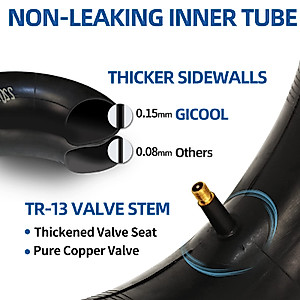 GICOOL 4.10/3.50-4 Replacement Tire and Inner Tube Set, 2 Pack, 10" Heavy Duty Tire and Tube, TR-13 Straight Valve Stem, for Hand Truck Trolley Dolly Garden Wagon Cart Wheel Replacement