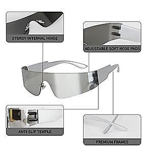 Y2K Trendy futuristic surround fashion rimless glasses sunglasses for women men,cyberpunk version of silver sunglasses rave party (Pink Sunglasses2)