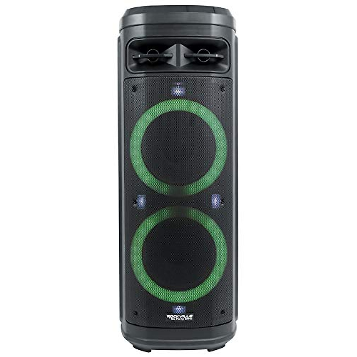Rockville Go Party ZR10 Dual 10" Portable Wireless LED Bluetooth Speaker+UHF Mic