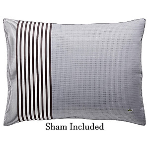 Lacoste Meribel Cotton Bedding Set, Twin/TwinXL Duvet, Grey