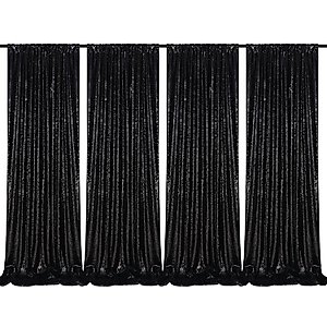 Black Sequin Backdrop 4 Panels 2FTx8FT Halloween Backdrop Curtains Party Backdrop Wedding Baby Shower Decoration