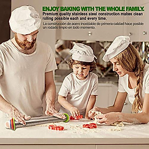 Adjustable Rolling Pin Stainless Steel Rolling Pin for Baking Rolling Pin for Baking Dough Pizza Fondant Cookies Pie