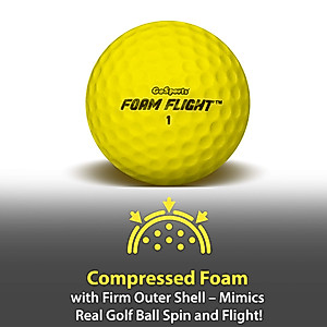 GoSports Foam Flight Practice Golf Balls - Pack of 24 Limited Flight Training Balls -Choose Between Classic White or Hi-Vis Yellow