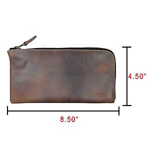 Hide & Drink, Leather Long Zippered Wallet, Holds Up to 8 Cards Plus Coins And Flat Bills, Phone Holder, Travel Essentials, Handmade (Bourbon Brown)
