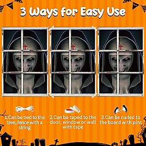 Halloween Window Cover Decorations, Fabric The Nun Creepy Halloween Curtain Horror Movie Poster Window Door Covering Decor for Haunted House, Scary Halloween Window Clings Decals Indoor Outdoor