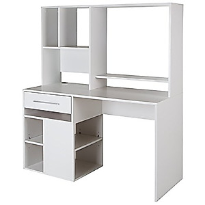 South Shore Narrow Home Office Computer Desk with Hutch, Pure White