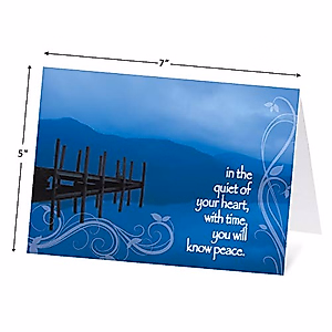 Thoughts of Peace Sympathy Greeting Cards - Set of 8 (4 Designs), Large 5" x 7", Sympathy Cards with Sentiments Inside, White Envelopes