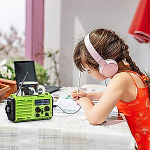Emergency Radio Hand Crank Solar, AM/FM/SW NOAA Weather Radio, Portable Battery Operated Radio with Cell Phone Charger, 3W LED Flashlight & Reading Lamp, SOS for Home,Storm,Camping,Survival