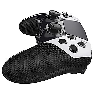 PlayVital Anti-Skid Sweat-Absorbent Controller Grip for ps5 Edge Wireless Controller, Professional Textured Soft PU Handle Grips Anti Sweat Protector for ps5 Edge Controller - Black