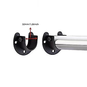 GDQLCNXB Closet Rod Bracket, Closet Rod Holder 1-1/4 Inch Diameter, 4 PcsHeavy Duty Curtain Rod Holder, Black Closet Rod Support with Screws