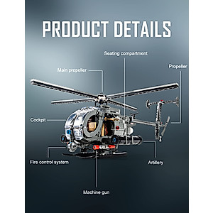 SEMKY Military Series AH-6 Helicopter Little Birds Air Force Building Block Set (523 Pieces) -Building and Military Toys Gifts for Kid and Adult