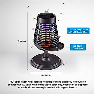 PIC Solar Insect Killer Torch (DFST), Bug Zapper and Accent Light, Solar Bug Zapper - Kills Bugs on Contact