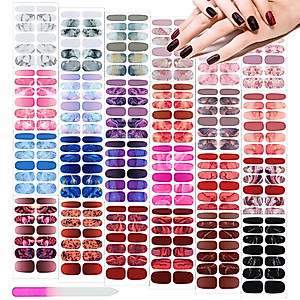 Maitys 336 Pieces 24 Sheets Full Wrap Nail Polish Strips Stickers Self-Adhesive Gel Nail Strips Art Decals with Nail File for Women DIY Nail Decorations(Vibrant Style)