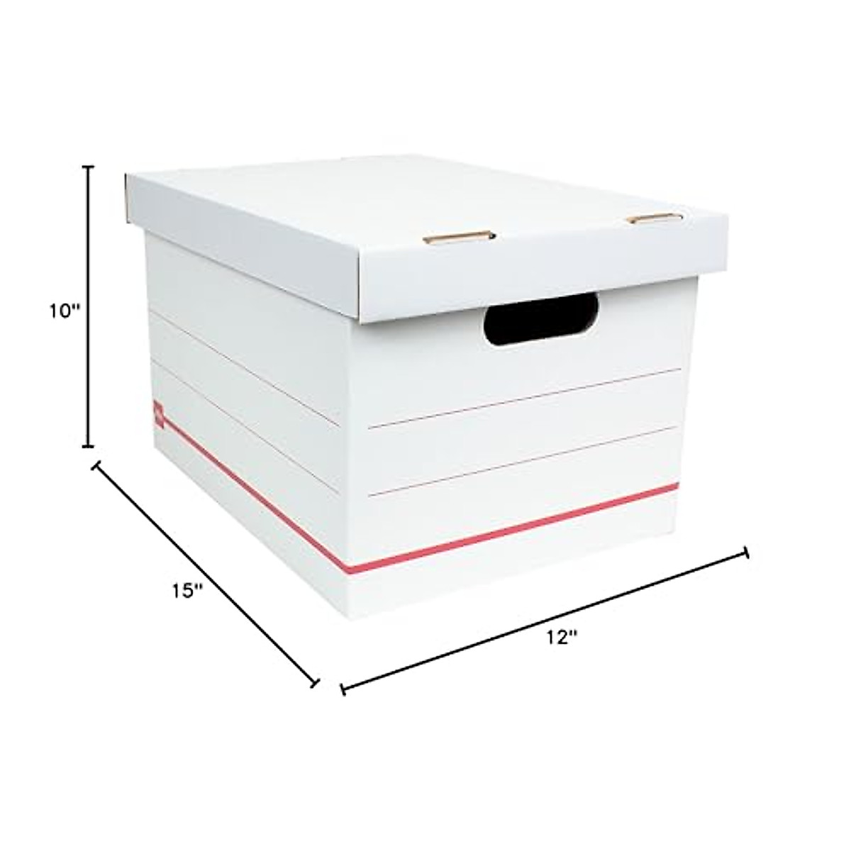 Office Depot® Brand Standard-Duty Corrugated Storage Boxes, Letter/Legal Size, 15" x 12" x 10", 60% Recycled, White/Red, Pack of 15