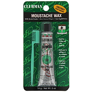 Clubman Pinaud Moustache Wax in Chestnut, Strong Hold, Natural Color Blend for Styling Beards, Sideburns, and Eyebrows 0.50 Fl Oz (Pack of 6)