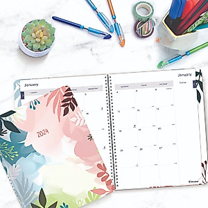 Blueline 2024 Monthly Planner, 14 Months, December 2023 to January 2025, Twin-Wire Binding, 11" x 8.5", Meadow Design (C701G.01-24)