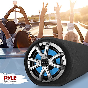 Pyle 8-Inch Carpeted Subwoofer Tube Speaker - 400 Watt High Powered Car Audio Sound Component Speaker Enclosure System w/ 2” Aluminum Voice Coil, 4 Ohm, 30Hz-700kHz Frequency - Pyle PLTB8,Black
