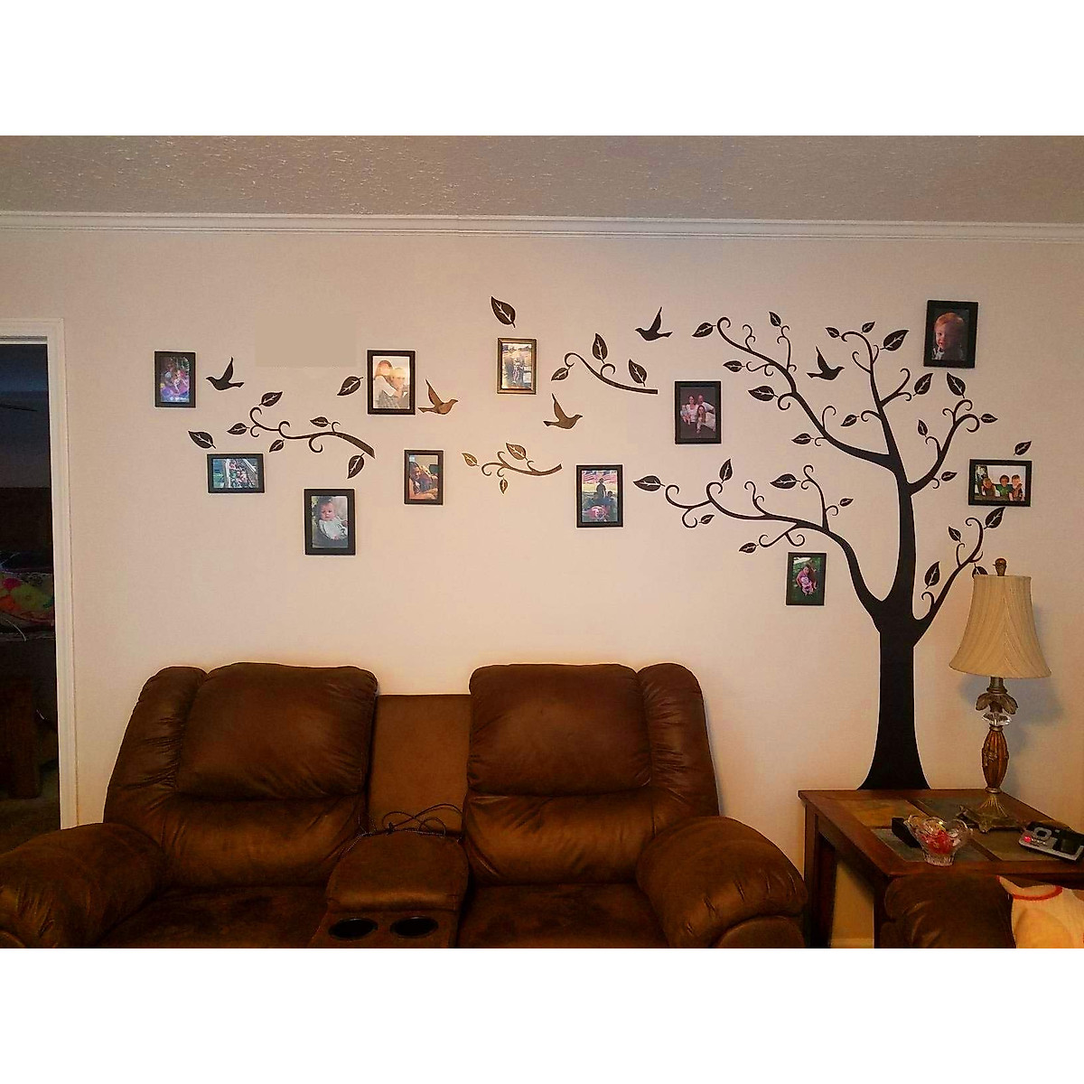 Large Family Tree Wall Decal, DIY Black Photo Frame Tree Wall Decor Sticker Mural Decal Art Décor for Living Room Home Decor (Black Tree)