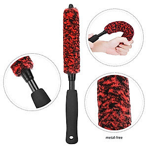 XCGaidt Car Wool Wheel Brushes for Cleaning Wheels Set (3 Pack), Metal-Free Tire Brushes Kit, Soft Wheel Brushes for Cleaning Tires and Rims