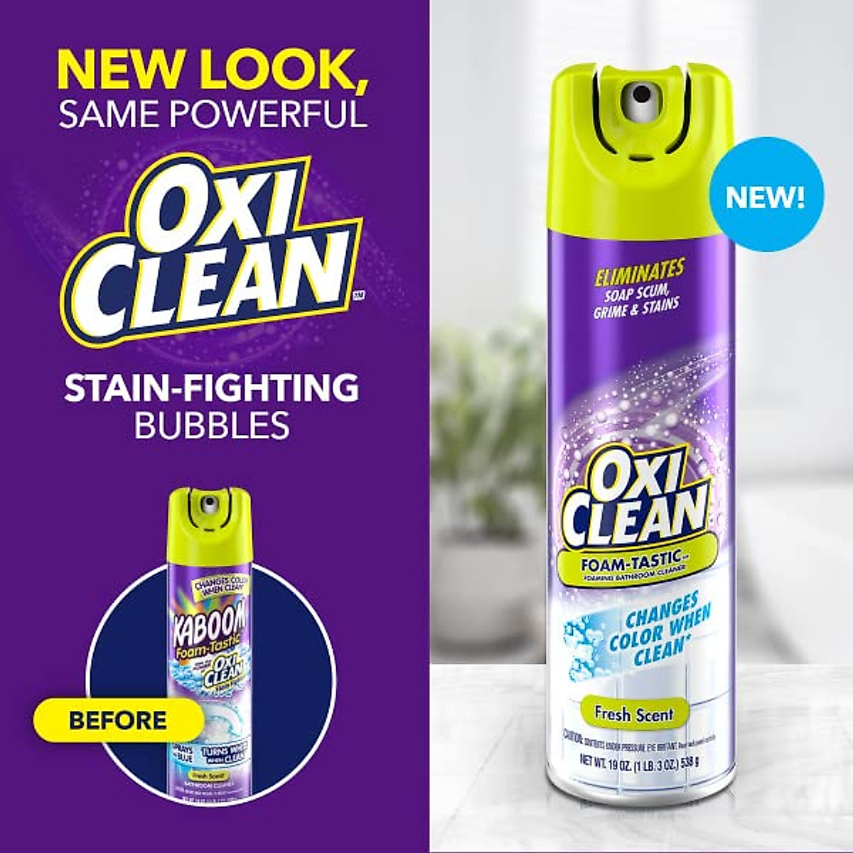 OxiClean 57037-35270 19 Oz Foam-Tastic Bathroom Cleaner With Oxi Clean