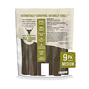 Purina Prime Bones Made in USA Facilities Limited Ingredient Medium Dog Treats, Chew Stick With Wild Venison - 9 ct. Pouch