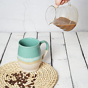 Bosmarlin Extra Large Ceramic Coffee Mug, 25 Oz, Dishwasher and Microwave Safe, Big Oversized Tea Cup for Office and Home (Green)