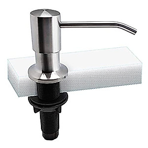 Ultimate Kitchen Built-in Soap Dispenser for Kitchen or Bathroom: Durable Stainless Steel; Fills from top, Large 17oz. Bottle; Long 3 inch Nozzle; Check Valve maintains Prime. Satin Finish