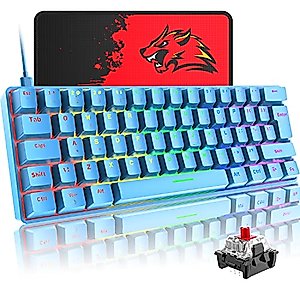 SELORSS Mini 60% Wired Mechanical Gaming Keyboard,22 RGB Chroma Backlit, Compact 62 Full Anti-ghosting Keys, USB C Cable,Replaceable Keycaps,Linear Switch for Gamer/Typist/Xbox/PC/Win/Mac(Blue)