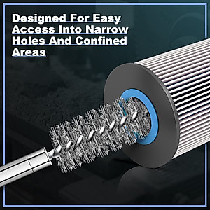 Auto Wire Brush 18-Pack Bore Brush Set Variety of Size Stainless Steel, Brass, Nylon Twisted for Cleaning Rust, 1/4in Hex Drill Shank for Power Drill Impact Driver with Handle, Extension Bar, Tool Bag