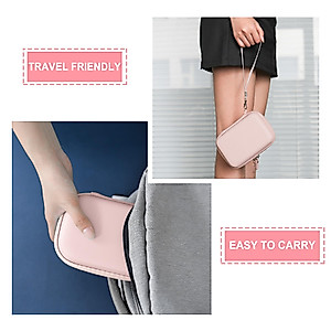 Supmay Hard Case for Memoking Mini Printer - Sticker Printer T02 Portable Thermal Printer Inkless Sticker Maker Machine, Storage Case with Mesh Pocket for T02 Thermal Paper Roll, USB Cable, Pink