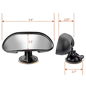 Baby Mirror for Car, GES Rear View Mirror 360 Degree Adjustable Strengthen Suction Cup Mirror for Car 5.9 x 2.2Inch - Black