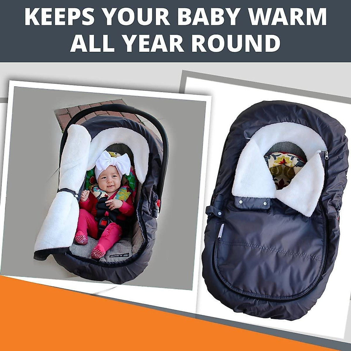 Infant Baby Car Seat Cover - Weatherproof Sneak A Peek Stroller Cover for Cold Winter Weather - Amazingly Comfy Car Seat Cover with A Universal Fit