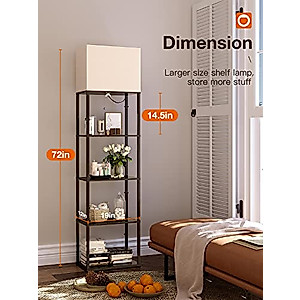 addlon Floor lamp with Shelves Pro Max, 5-Tier Modern Floor lamp with 3 Color Temperatures LED Bulb, Display Shelf lamp for Living Room, Bedroom and Office - Black…