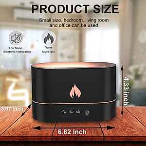 Flame humidifier for bedroom, Essential oil diffuser cool mist humidifiers for home mini air small personal humidifier, 200 ml Lasts Up to 10 Hours